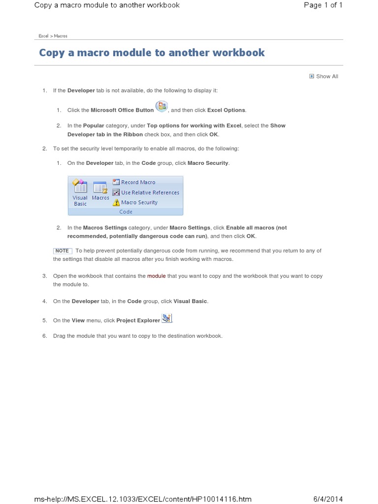 Excel Macro - Copying To Another Workbook | PDF