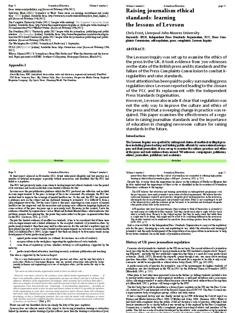 Raising Journalism Standards Post-Leveson | PDF | Journalism | News Media