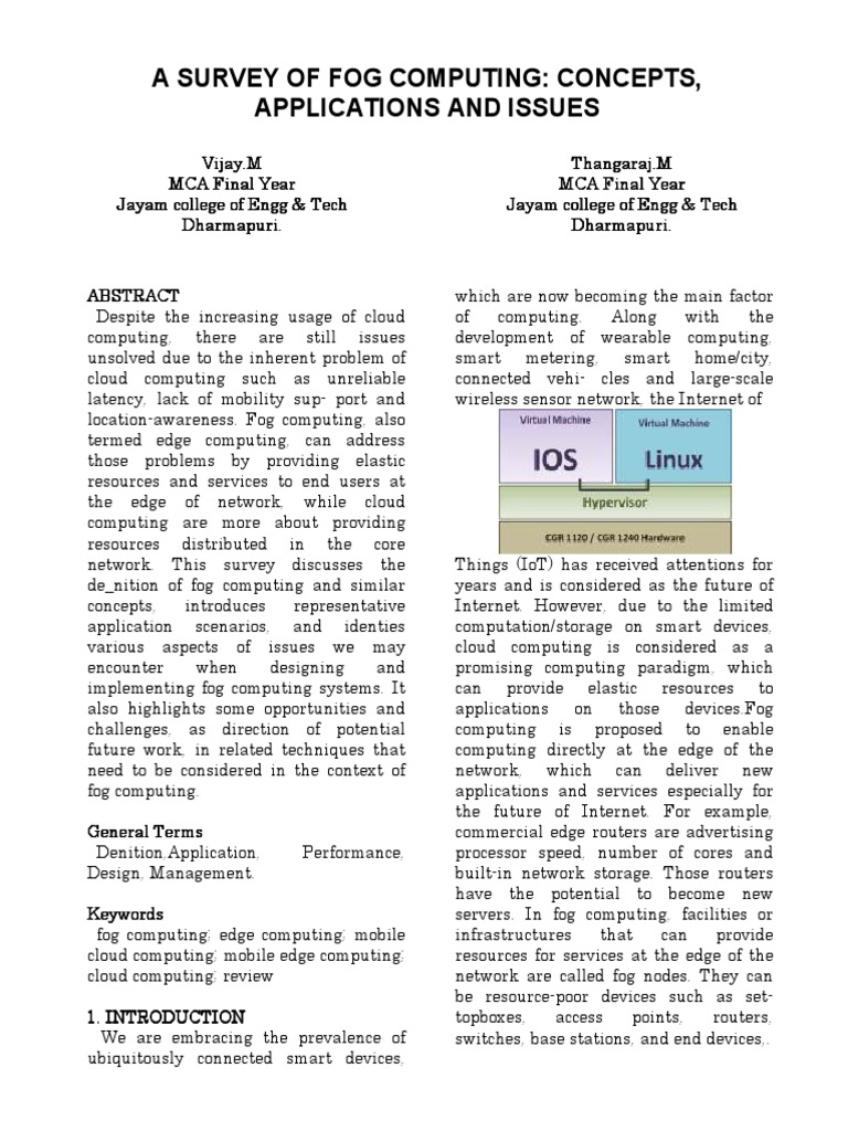 A Survey of Fog Computing | PDF | Cloud Computing | Computer Network