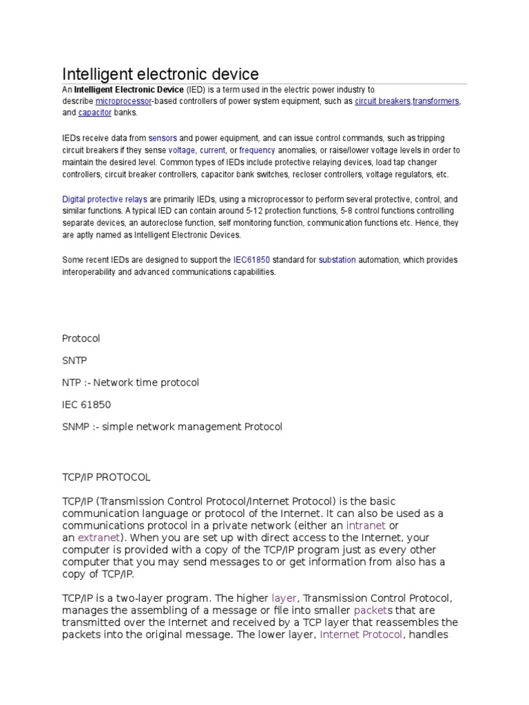 Intelligent Electronic Device | PDF | Data Transmission | Digital ...