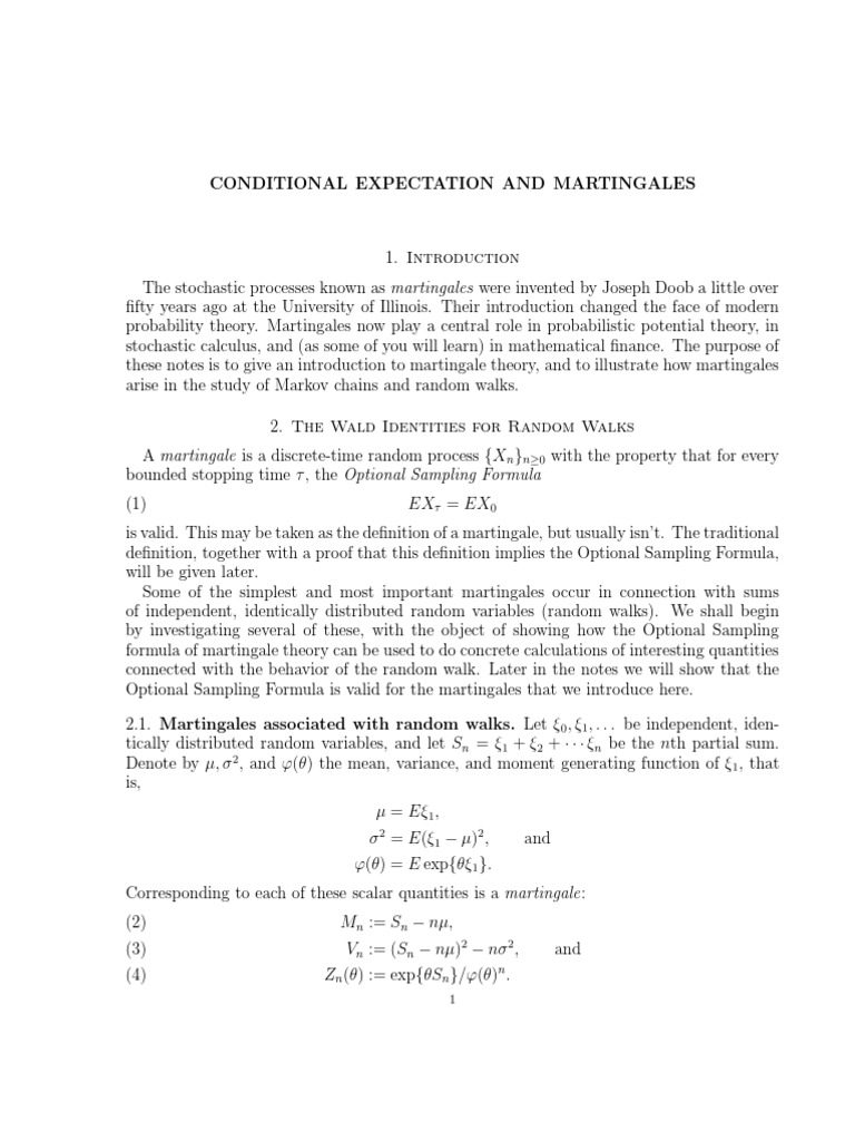 Conditional Expectation and Martingales | PDF | Expected Value | Stochastic Process