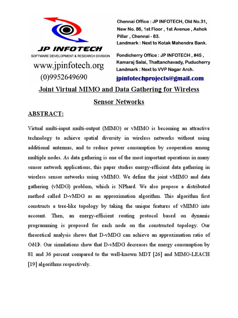 Joint Virtual MIMO and Data Gathering | PDF | Wireless Sensor Network | Network Topology