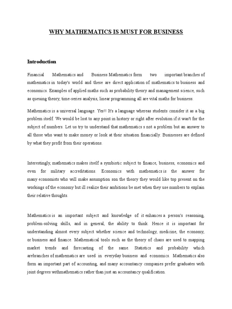 Why Mathematics is Essential for Business Success: Exploring the ...