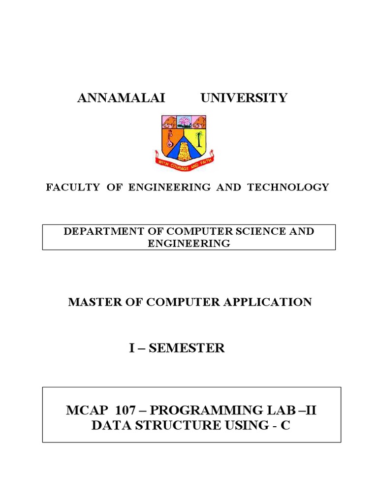 Prog Lab Ii Data Structures Using C Lab Manual Pdf Algorithms And