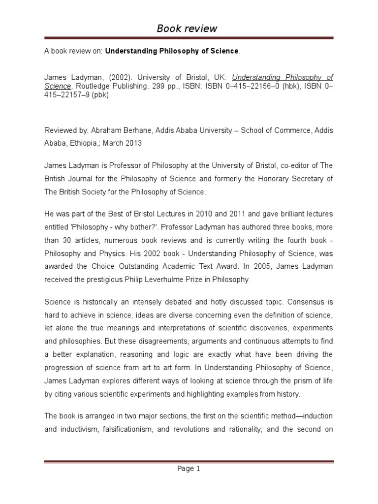 Book Review: Science. Routledge Publishing. 299 PP., ISBN: ISBN 0-415 ...