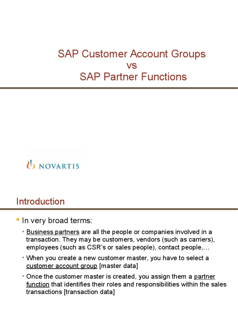 SAP Customer Account Groups Vs SAP Partner Functions | PDF | Invoice ...