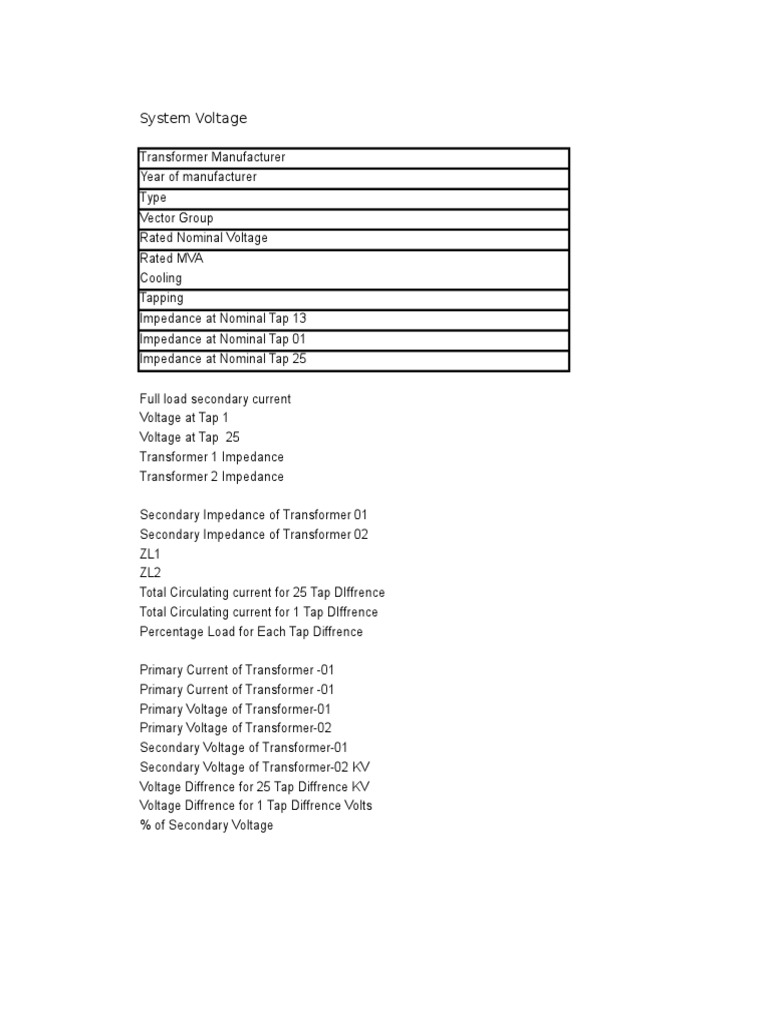 Transformer Circulating Current Calculation | PDF
