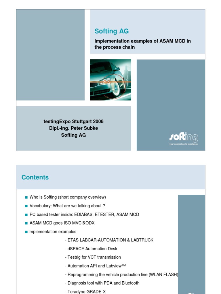 ASAM MCD (Association For Standardisation of Automation and Measuring ...