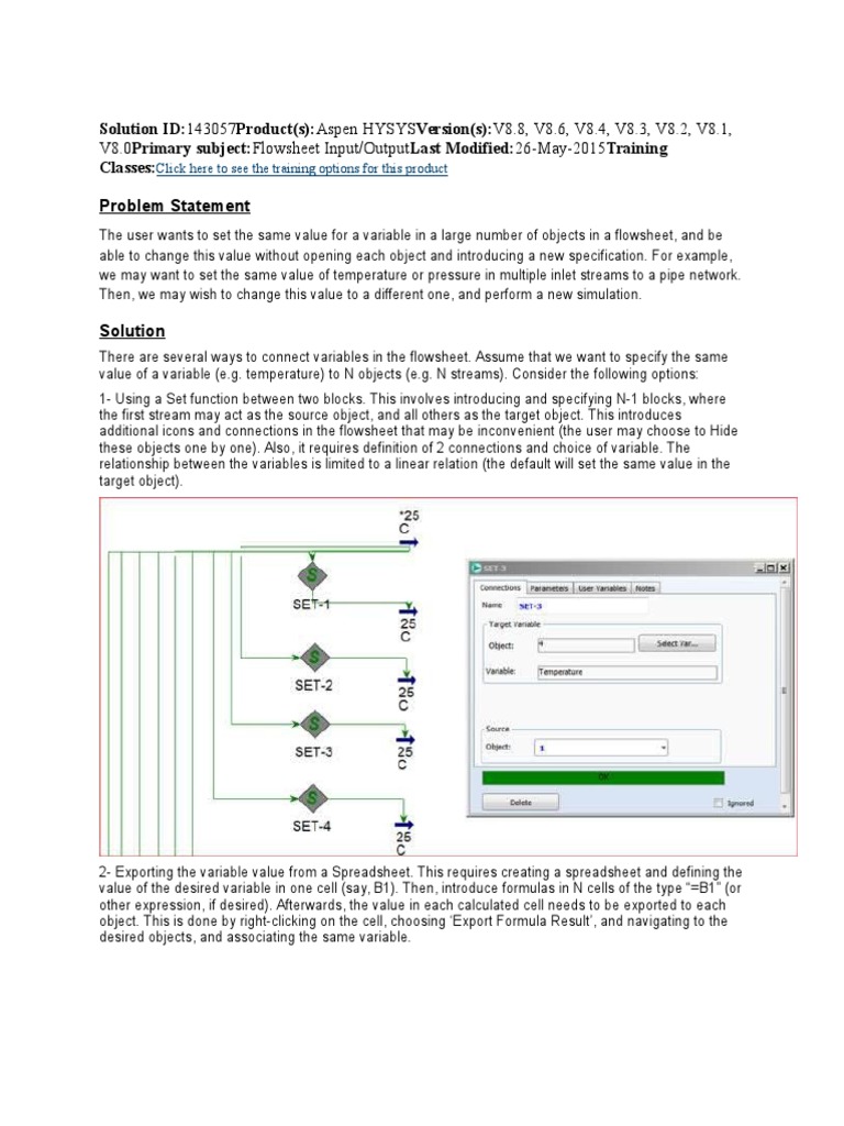 How To Set The Same Variable Value In Multiple Flowsheet Objects Using 5452