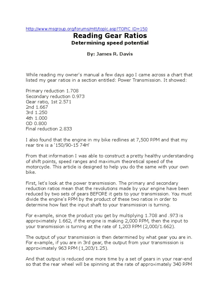 Bike - Speed Vs RPM | PDF | Transmission (Mechanics) | Gear