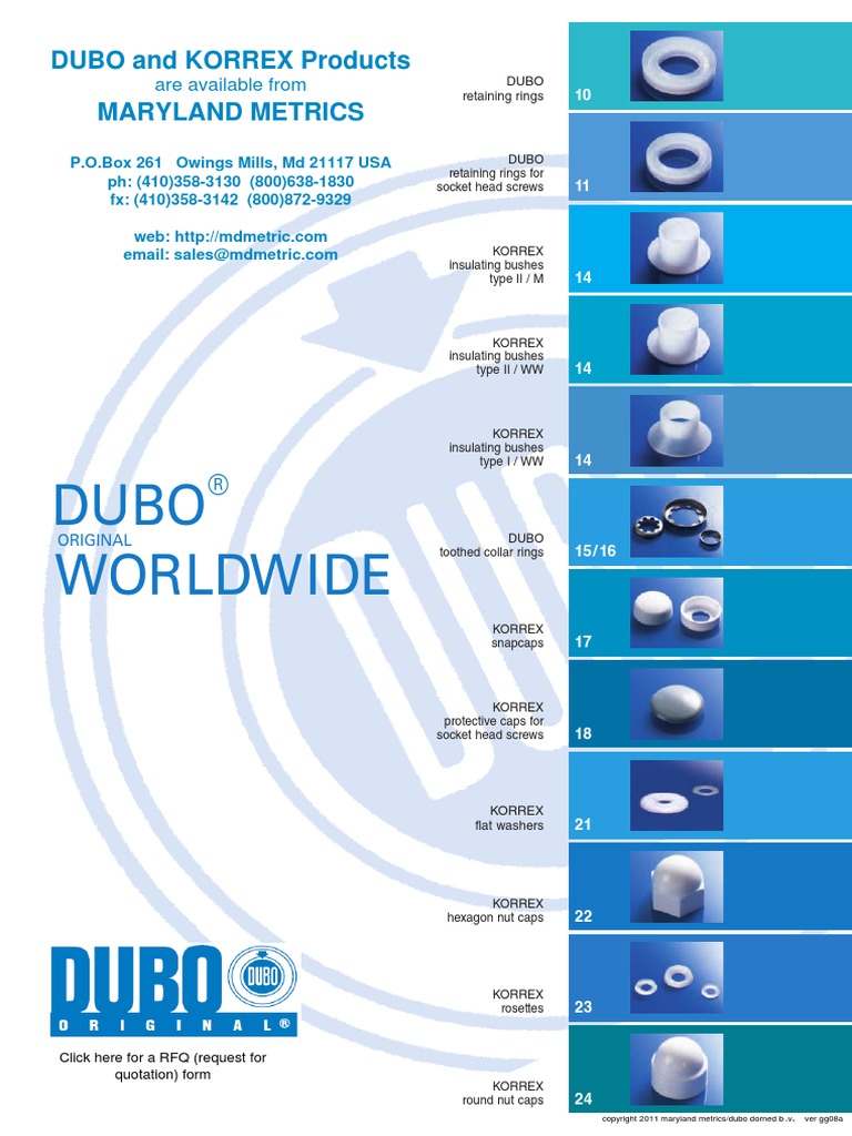 Dubo Worldwide: DUBO and KORREX Products Maryland Metrics | PDF | Nut ...