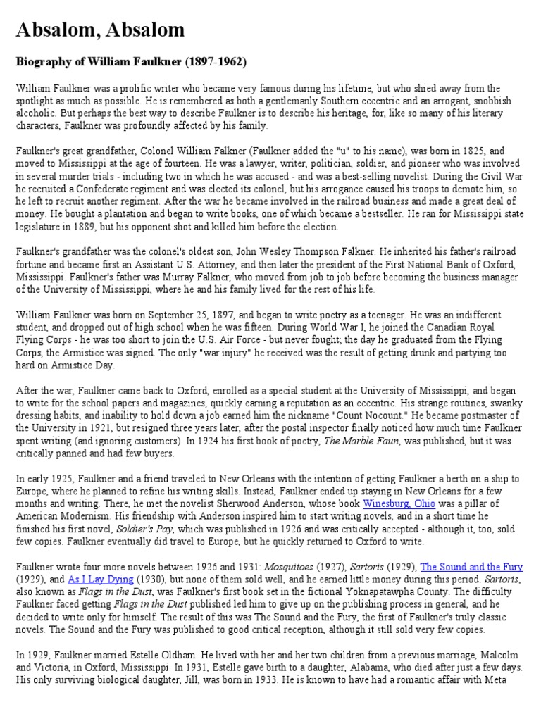 Absalom, Absalom | PDF