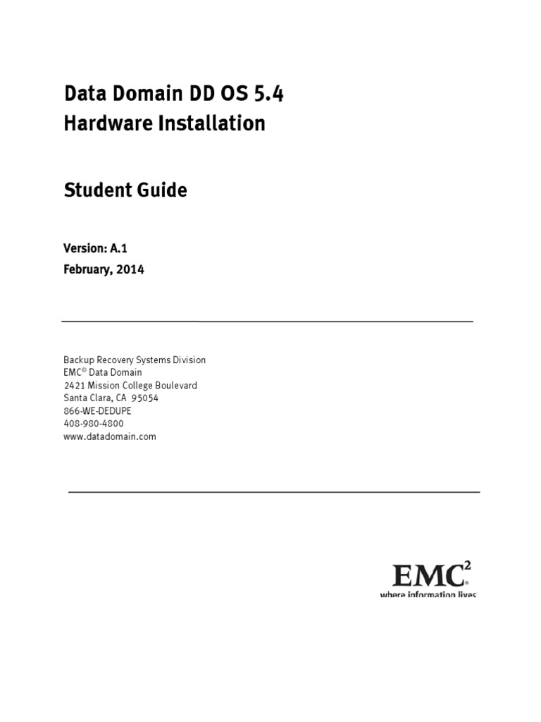 Data Domain DD OS 5.4 Hardware Installation: Student Guide | PDF ...