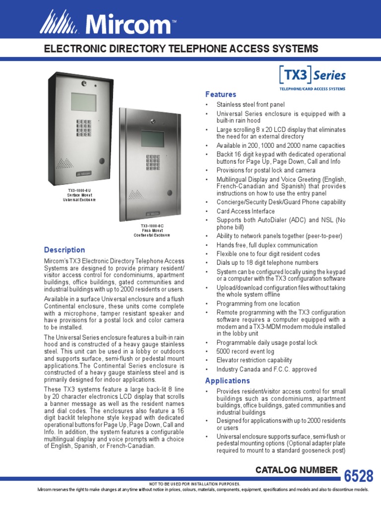 Mircom TX3-DATA-MDM Data Sheet | Telephone | Modem