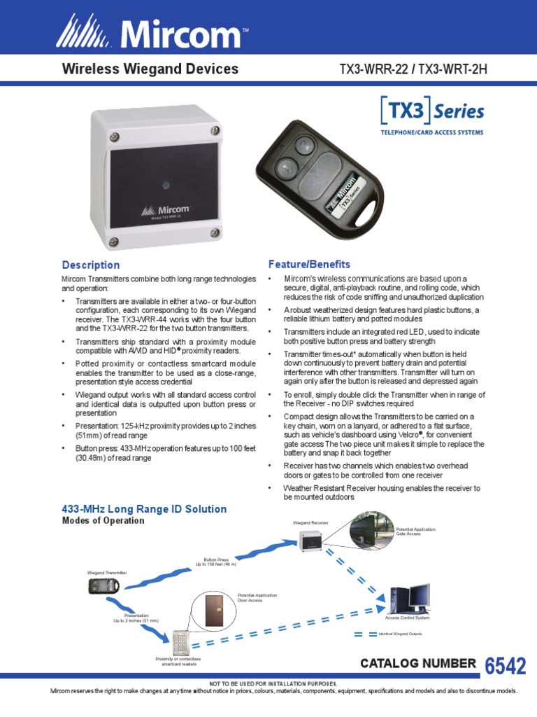 Mircom TX3-WRT-2H Data Sheet | Download Free PDF | Smart Card | Access ...