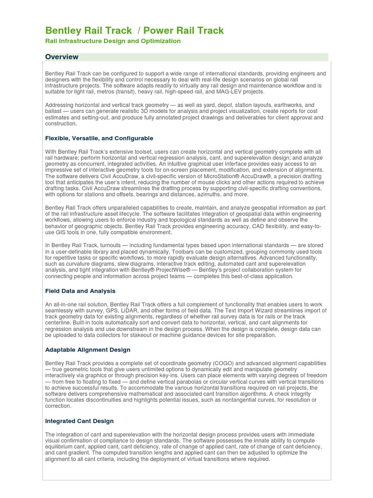 Bentley Rail Track / Power Rail Track: Rail Infrastructure Design and ...