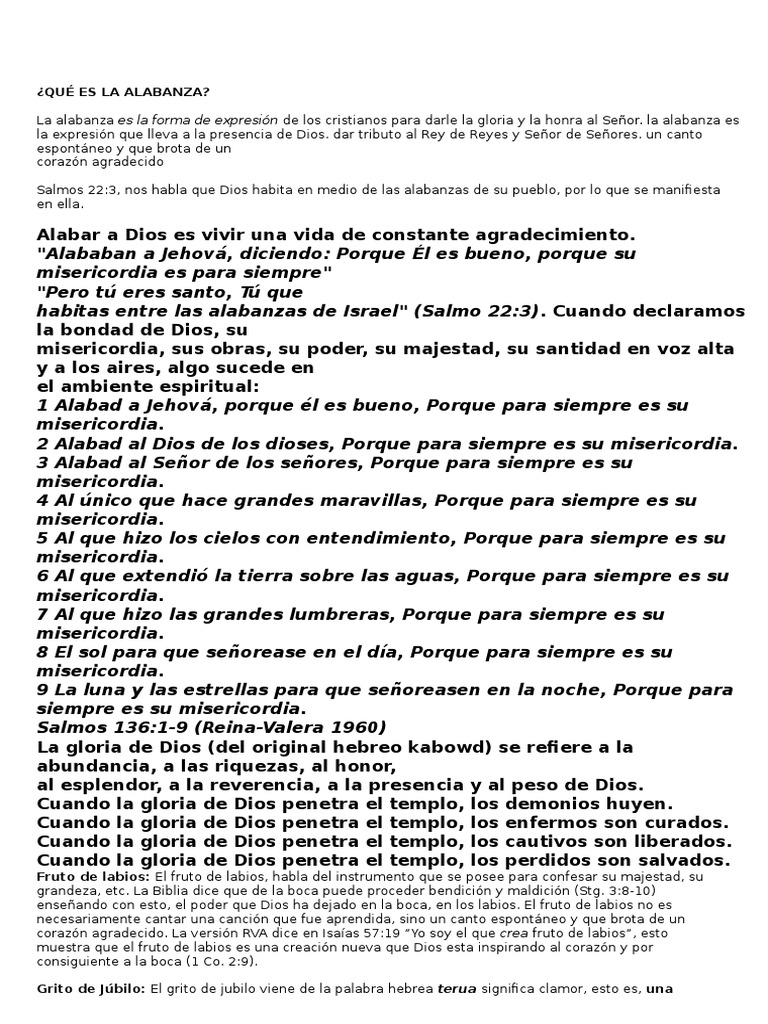 La Alabanza: Significado y Poder | PDF | Religiones religiosas | Dios