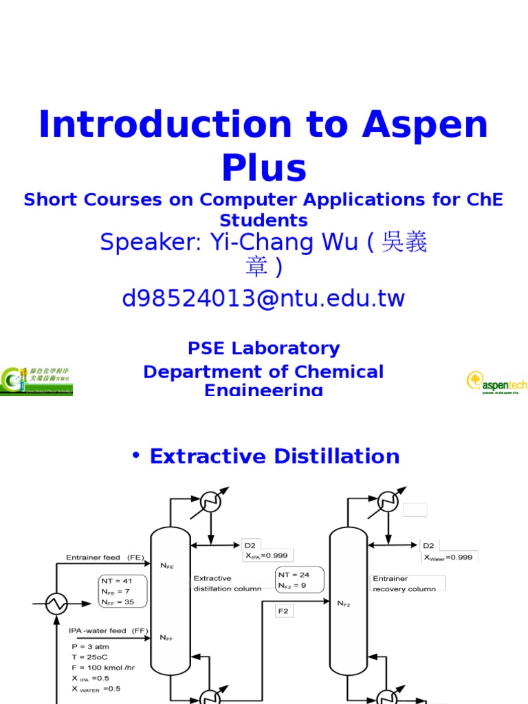 Introduction to Aspen Plus-2012 | Distillation | Materials Science