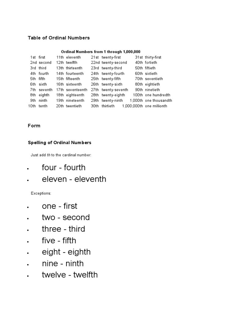 Ordinal Numbers Guide | PDF | Teaching Methods & Materials