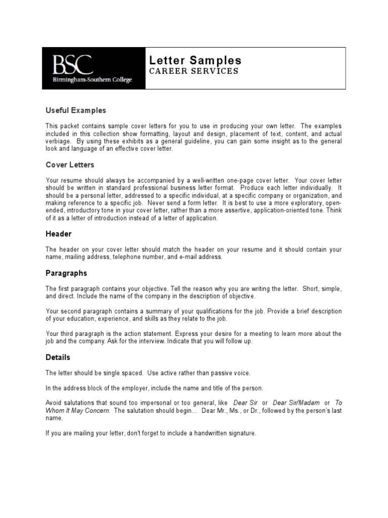Cover Letter Samples | PDF | Résumé | Marketing