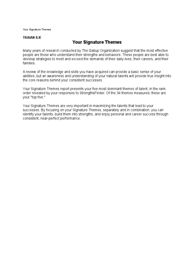 Your Signature Themes | PDF | Competition