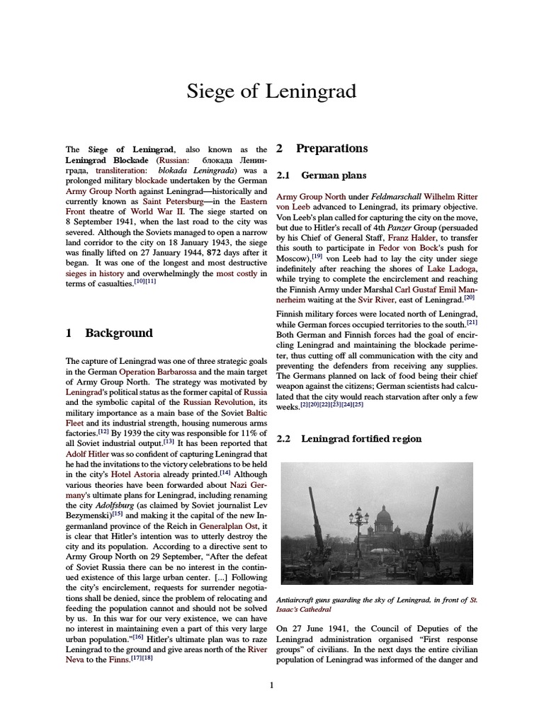 (Wiki) Siege of Leningrad | PDF | Military Science | Warfare