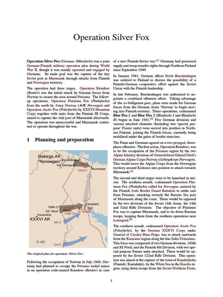 (Wiki) Operation Silver Fox | Download Free PDF | Military Of The ...