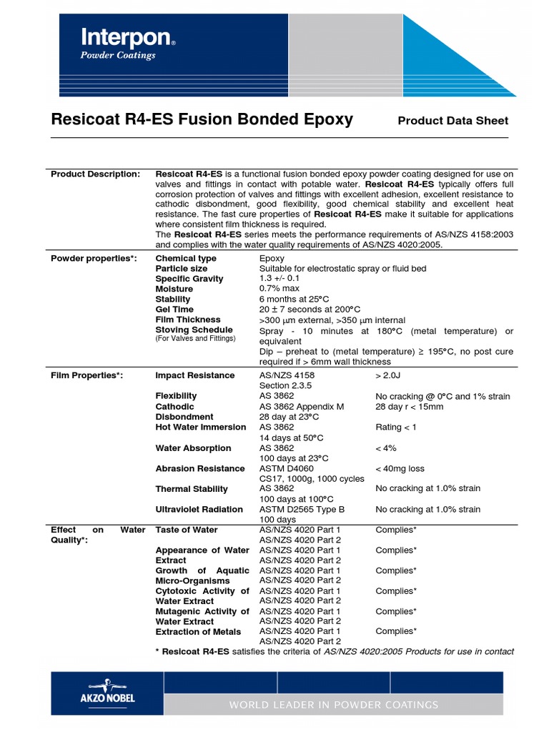 Resicoat R4-ES Fusion Bonded Epoxy: Product Data Sheet | Download Free ...