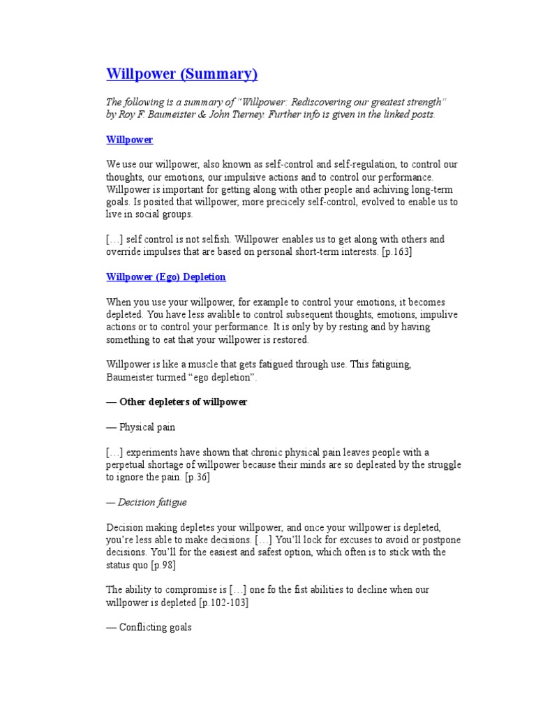 Willpower | PDF | Self Control | Self-Management