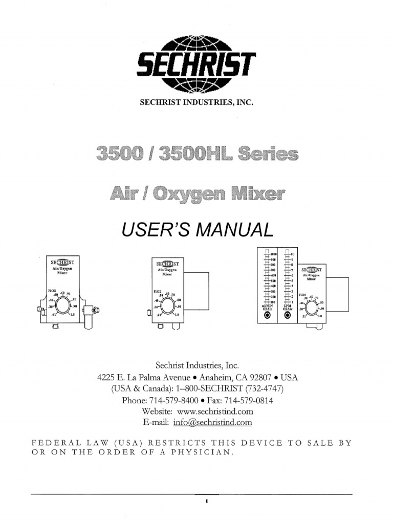 Sechrist 3500 Blender - User Manual | PDF