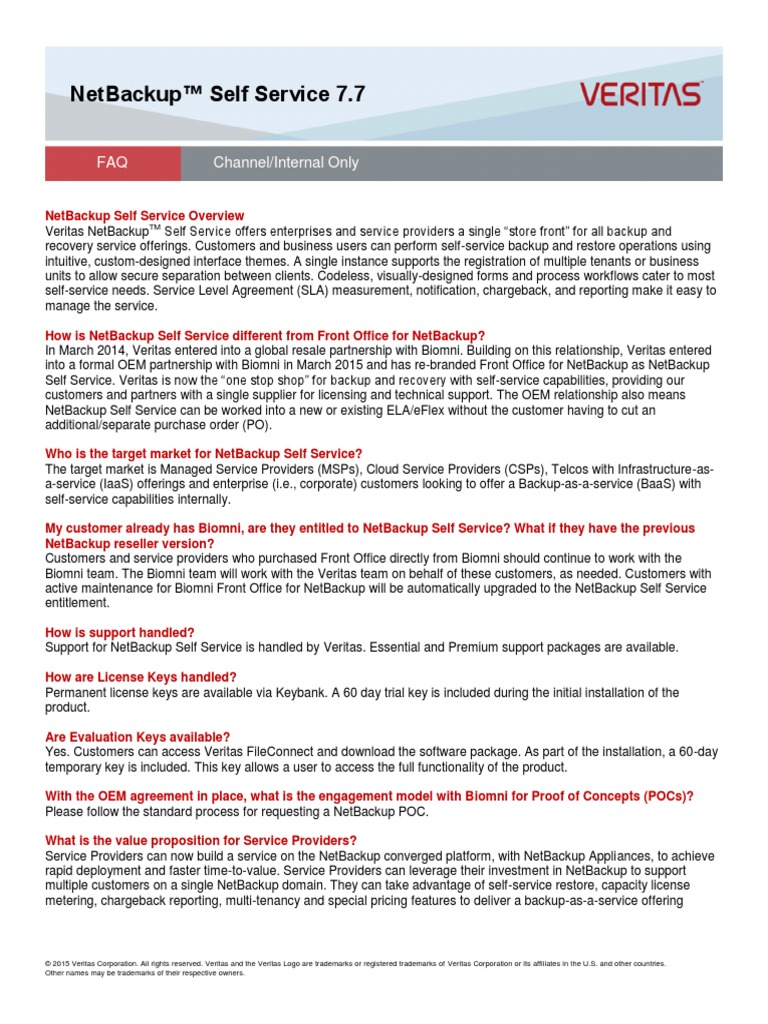 NetBackup Self Service 7.7 | PDF | Backup | Service Level Agreement