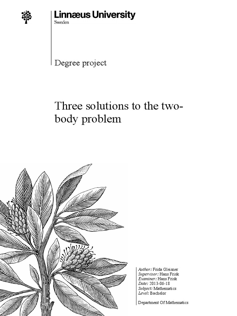 Three Solutions To The Two-Body Problem: Degree Project | PDF | Orbit ...