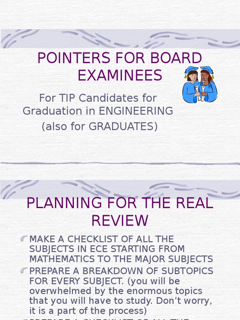 Pointers For Board Examinees: For TIP Candidates For Graduation in ...
