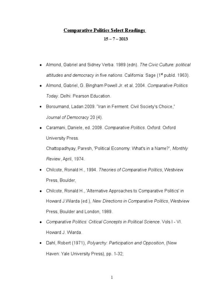 Comparative Politics Readings | PDF | Authoritarianism | Forms Of ...