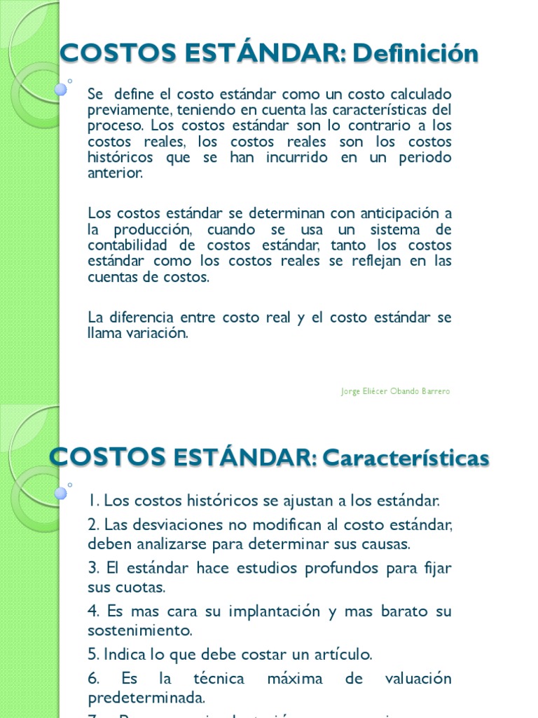 Costos Estándar Pdf Costo Ciencias Económicas