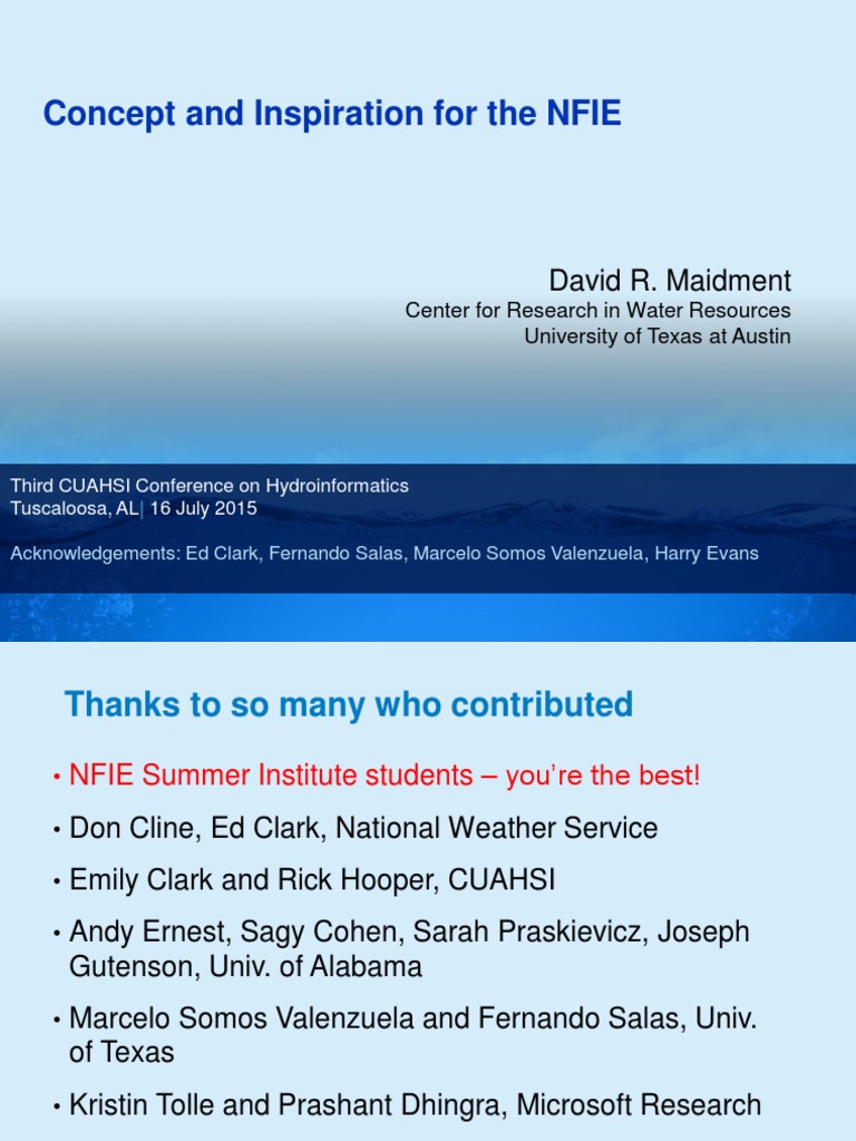 David Maidment - Concept and Inspiration For The NFIE | PDF | Flood ...