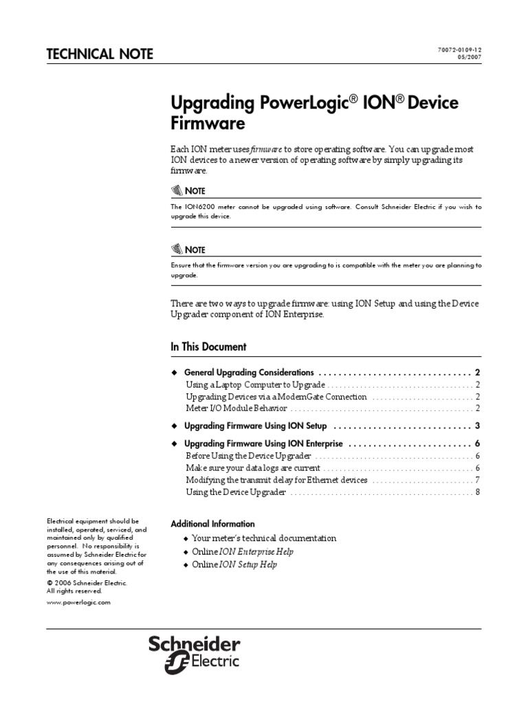 Upgrading Powerlogic Ion Device Firmware: Technical Note | PDF | Laptop ...