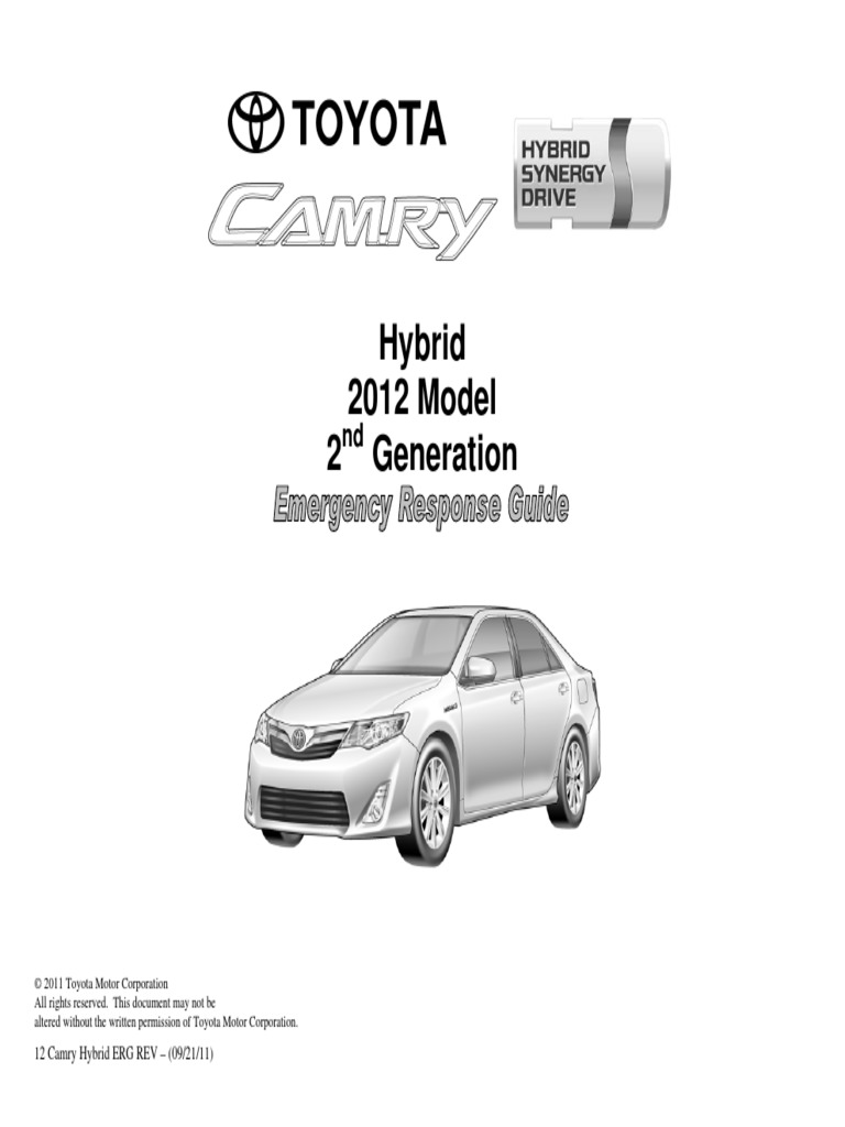 Toyota Hybrid Camry Emergency Response Guide | PDF | Airbag | Hybrid ...