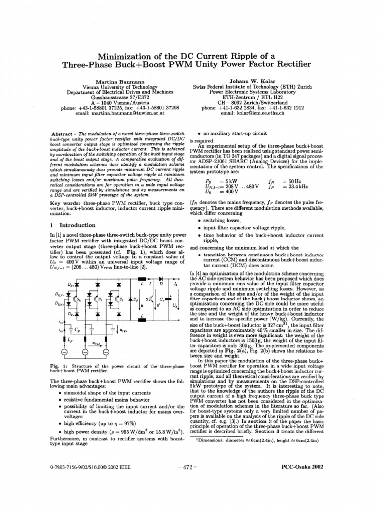 Minimization The Current Ripple of A Three-Phase Buck+Boost PWM Unity Power Factor Rectifier ...