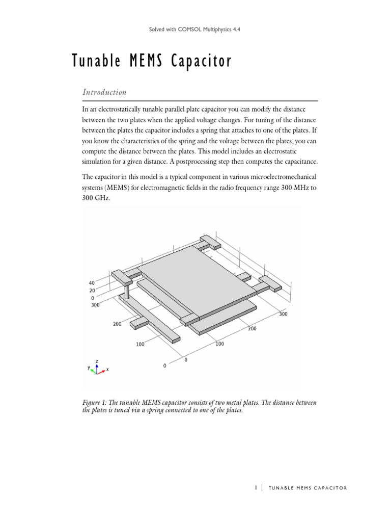 Modeling and Simulation of a Tunable MEMS Capacitor Using COMSOL ...