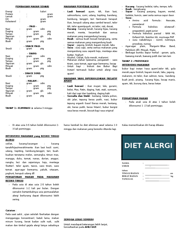 Leaflet Diet ALERGI | PDF