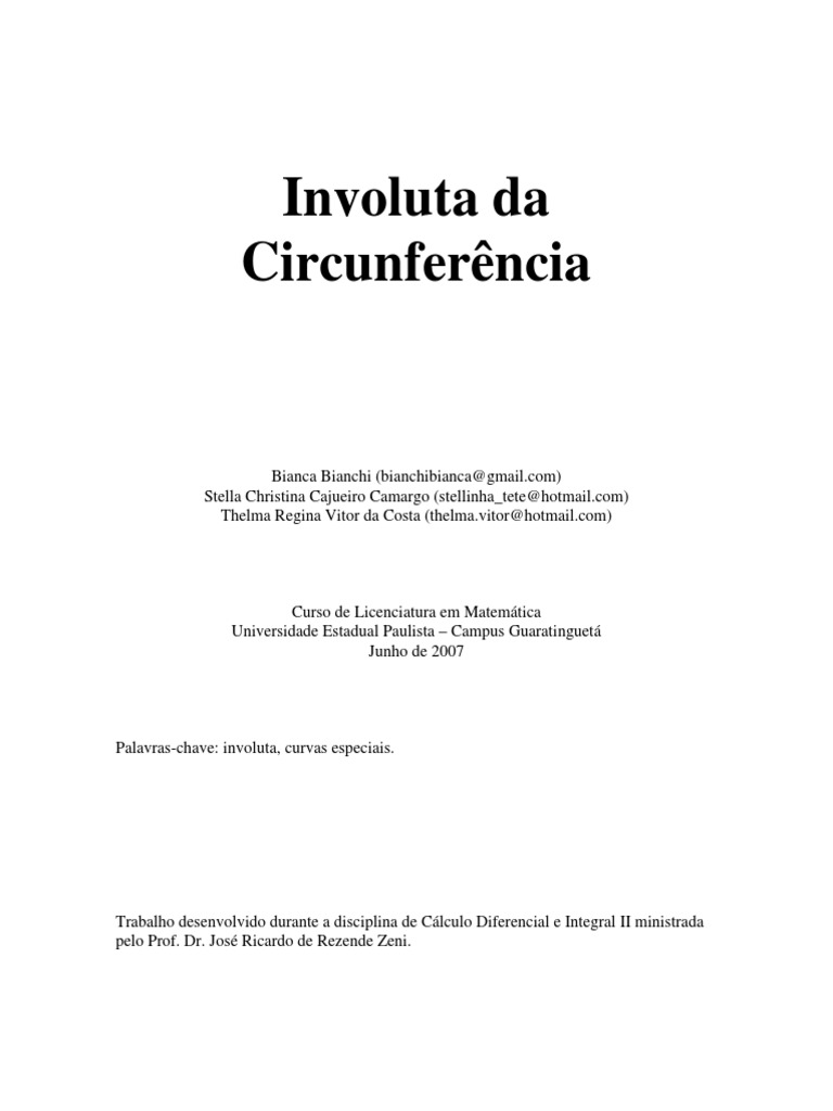 Involuta | PDF | Círculo | Espaço