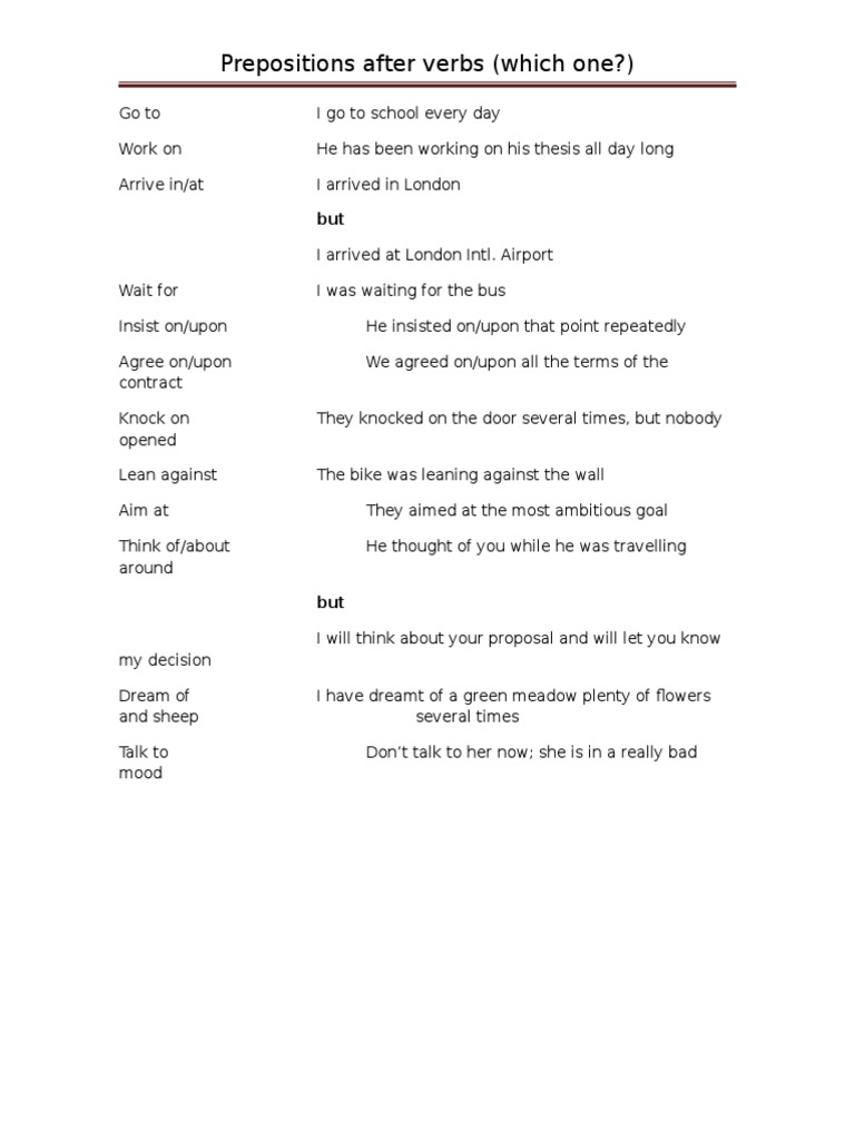 Prep Aft Verbs | PDF