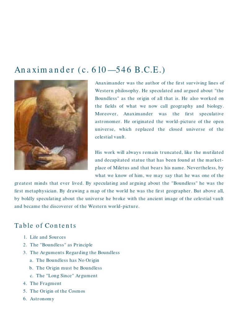 Anaximander | PDF | Universe | Science