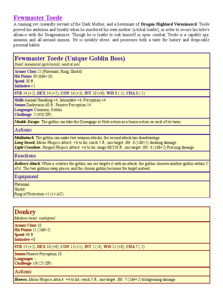 Fewmaster Toede D&D 5e | PDF | Law