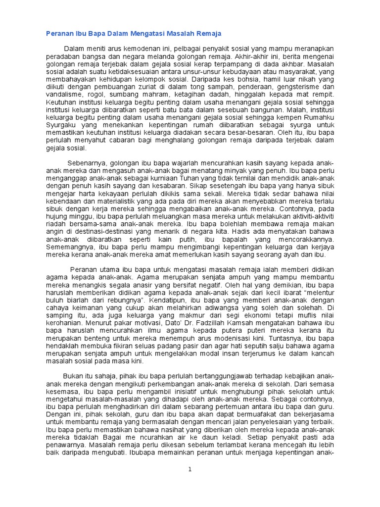 Contoh Karangan BM SPM Jun 2015 | PDF