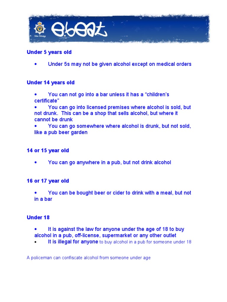 Alcohol Fact Sheet #1 - The Law | PDF | Alcoholic Drinks | Pub