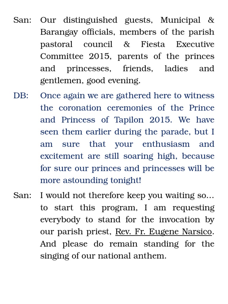 MC Script Coronation2015 | PDF | Monarchy | Government