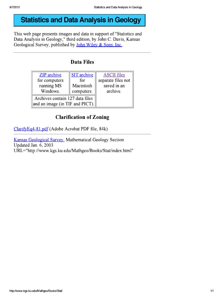 Statistics and Data Analysis in Geology | PDF | Information Science ...