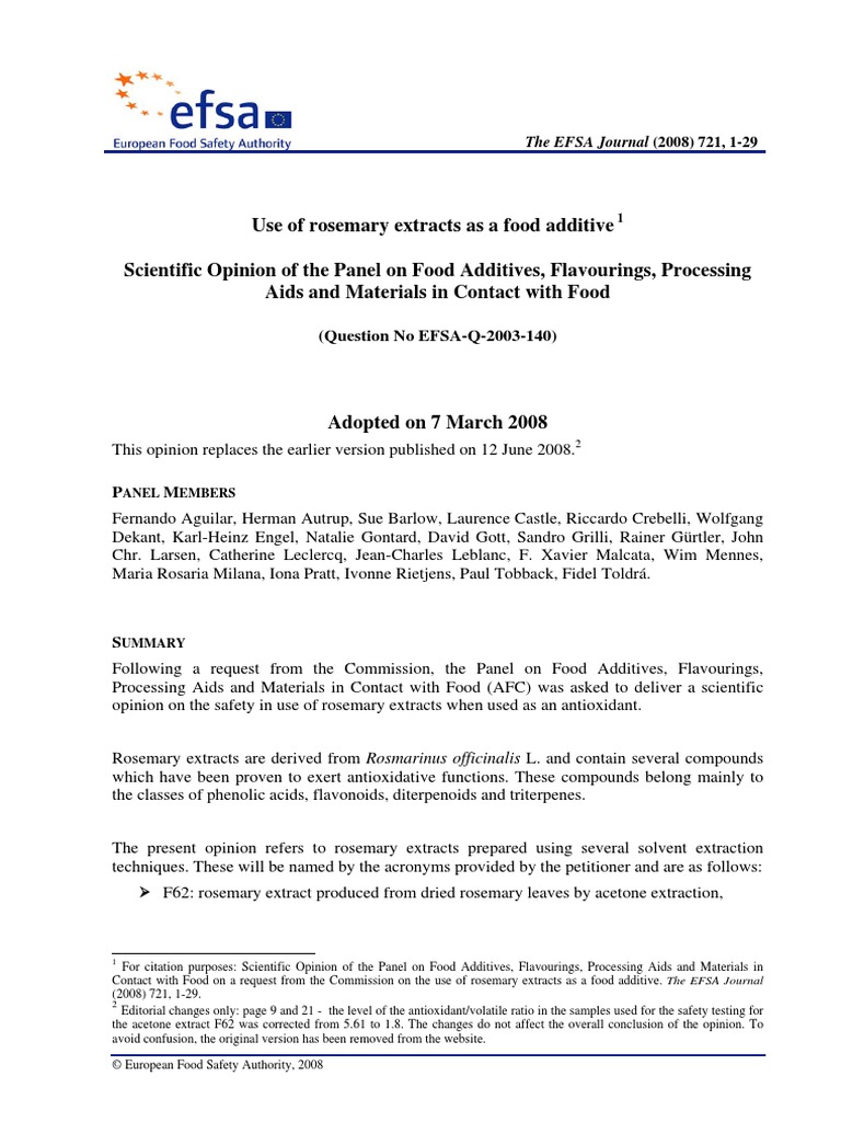 Scientific Opinion of The Panel On Food Additives, Flavourings ...